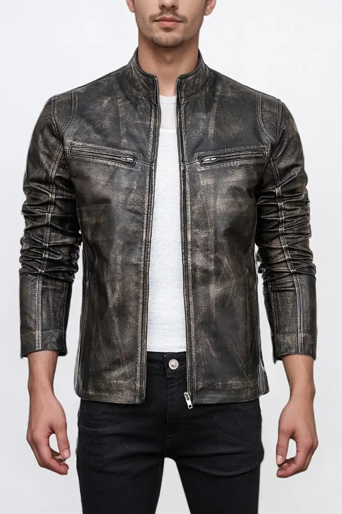 Prime Distressed Brown Leather Biker Jacket - Paradise Jacket